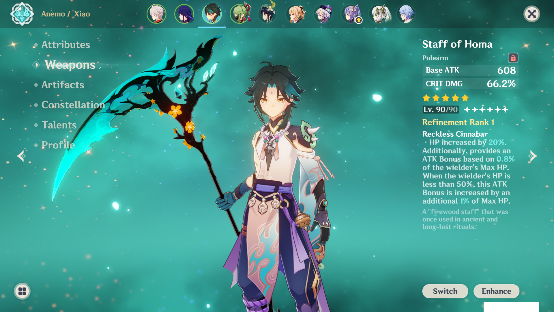 Harvester Of Sorrow (Staff of Homa) - Xiao Recolor Mod for Genshin ...