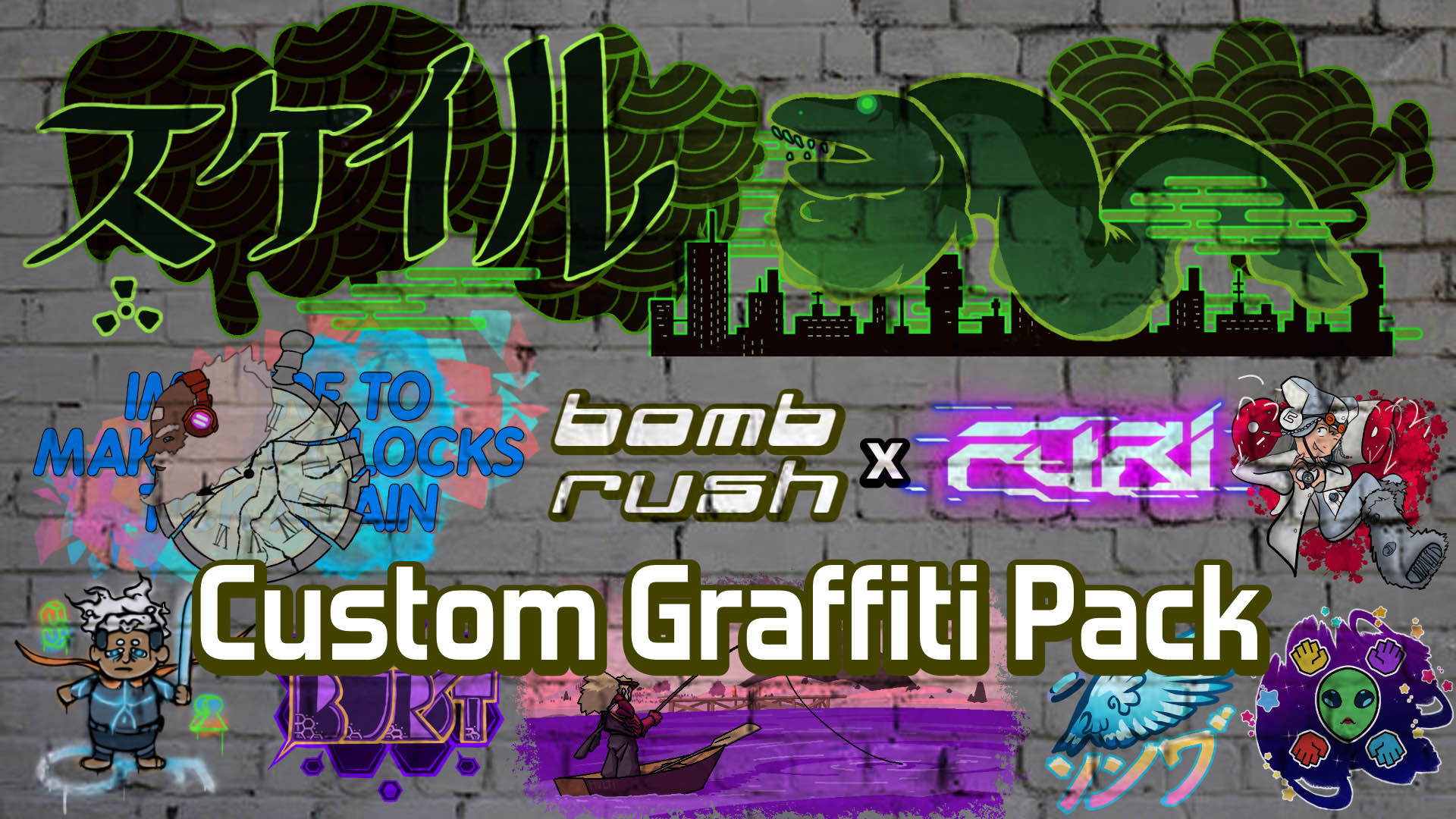 BRC x Furi Custom Graffiti Pack Mod for Bomb Rush Cyberfunk | BRC Mods