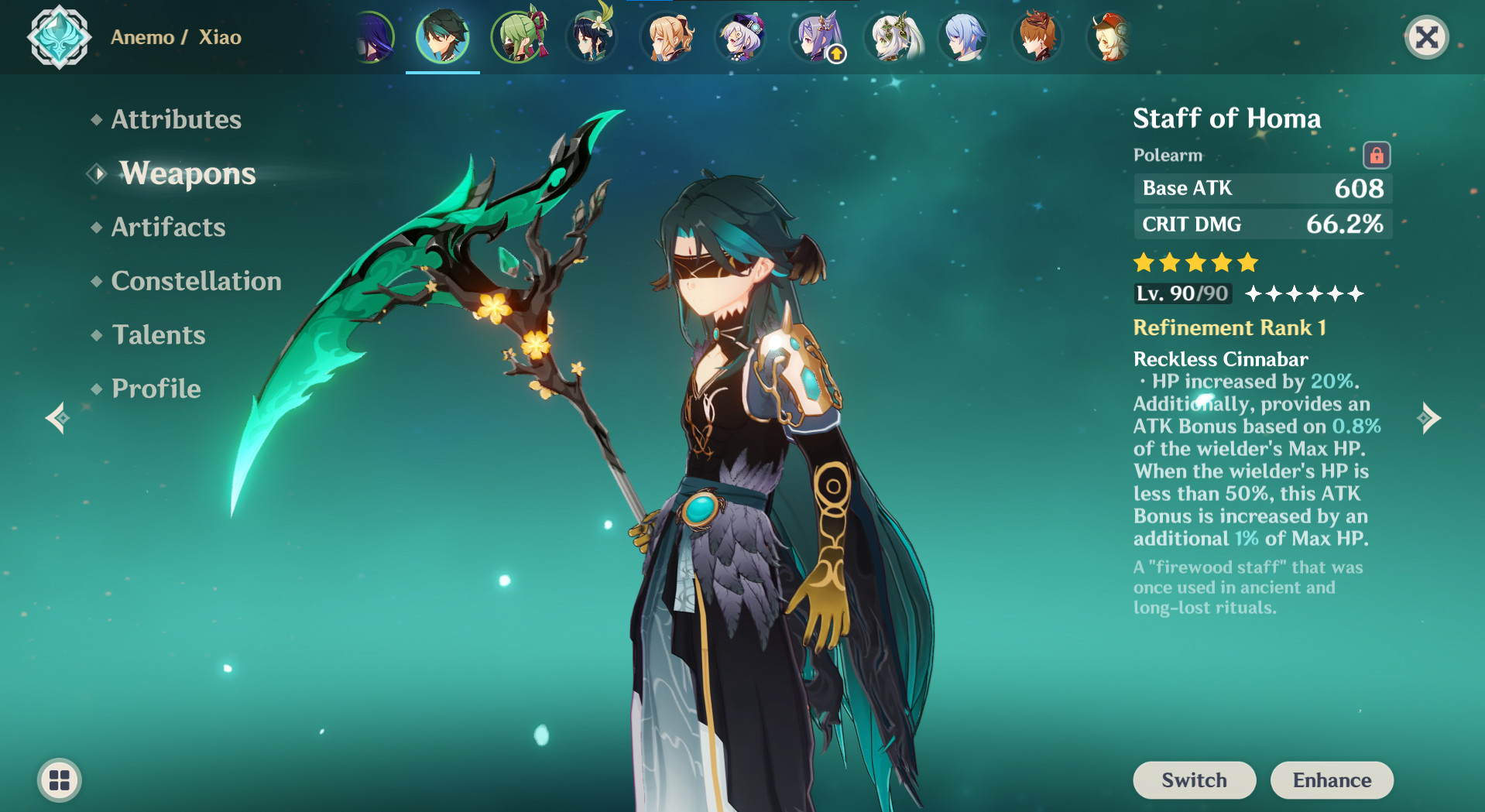 Harvester Of Sorrow (Staff of Homa) - Xiao Recolor Mod for Genshin ...