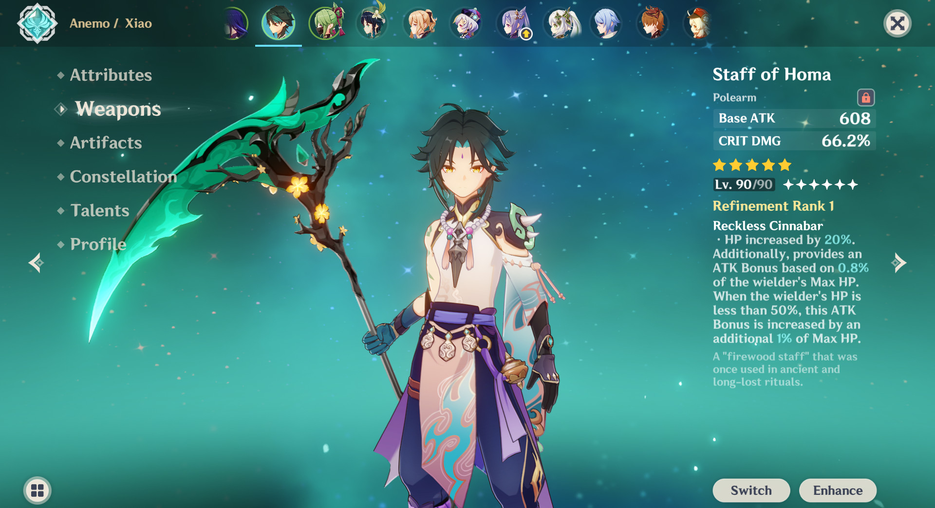 Harvester Of Sorrow (Staff of Homa) - Xiao Recolor Mod for Genshin ...
