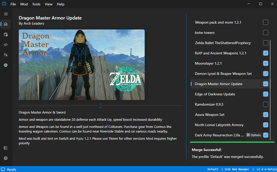 Dragon Master Armor & Sword Mod for The Legend of Zelda: Tears of the ...