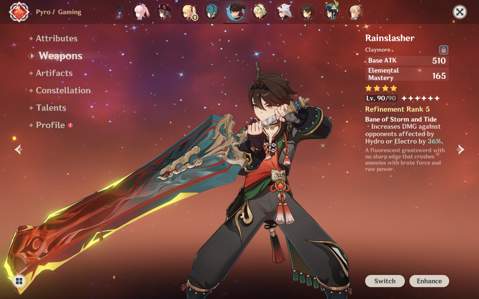 Yunli's blade over Rainslasher (+Gaming recolor) Mod for Genshin Impact ...