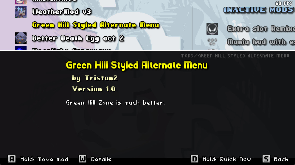 Green Hill Styled Alternate Menu Mod for Sonic 3 A.I.R. | S3AIR Mods