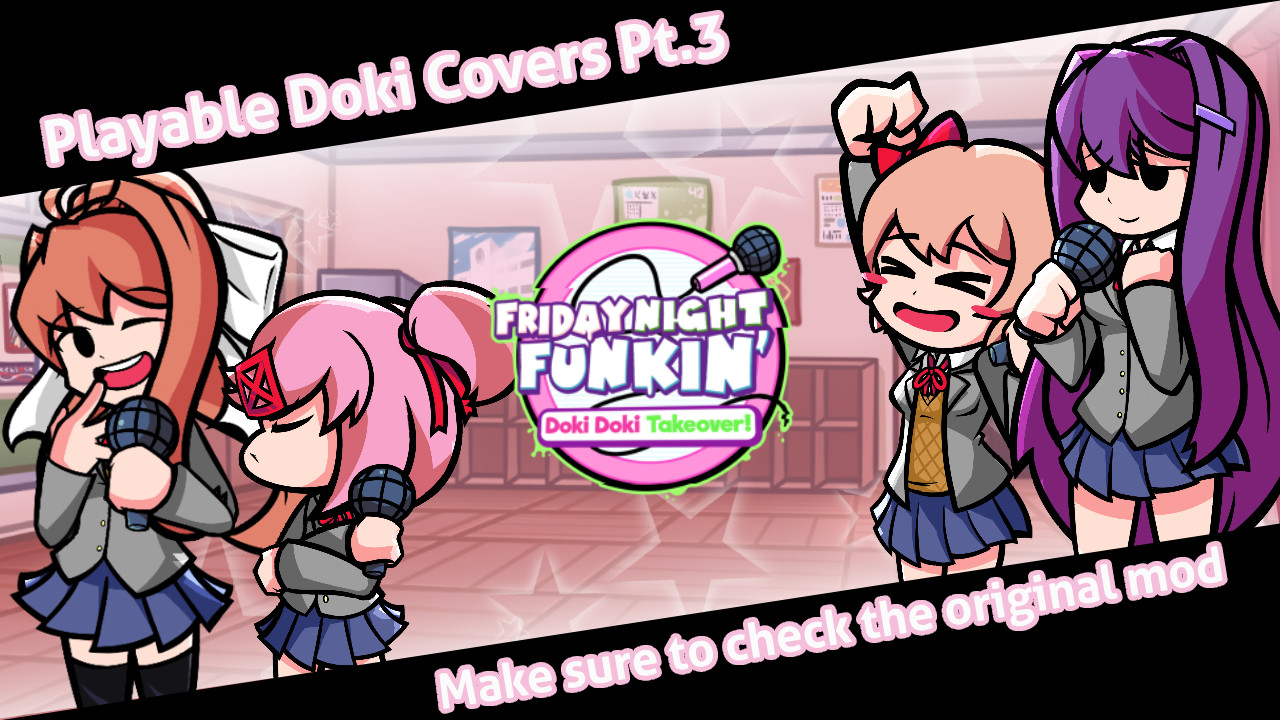 Playable Doki Covers Pt.3 Mod for Friday Night Funkin' | FNF Mods