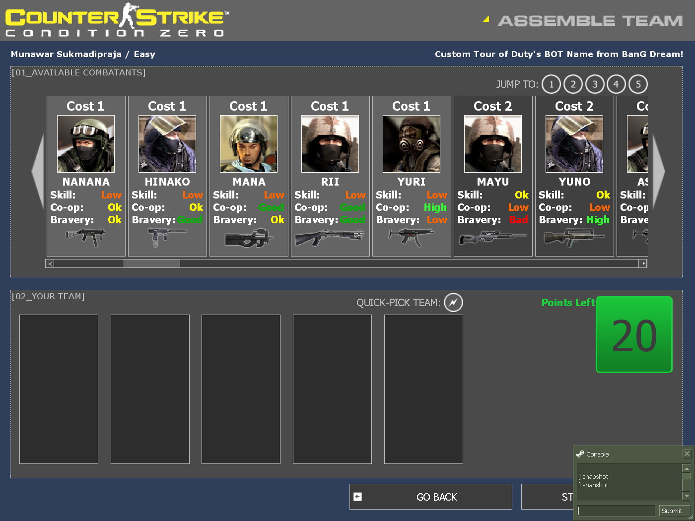 Custom Tour of Duty BOT Name from BanG Dream! Mod for Counter-Strike ...