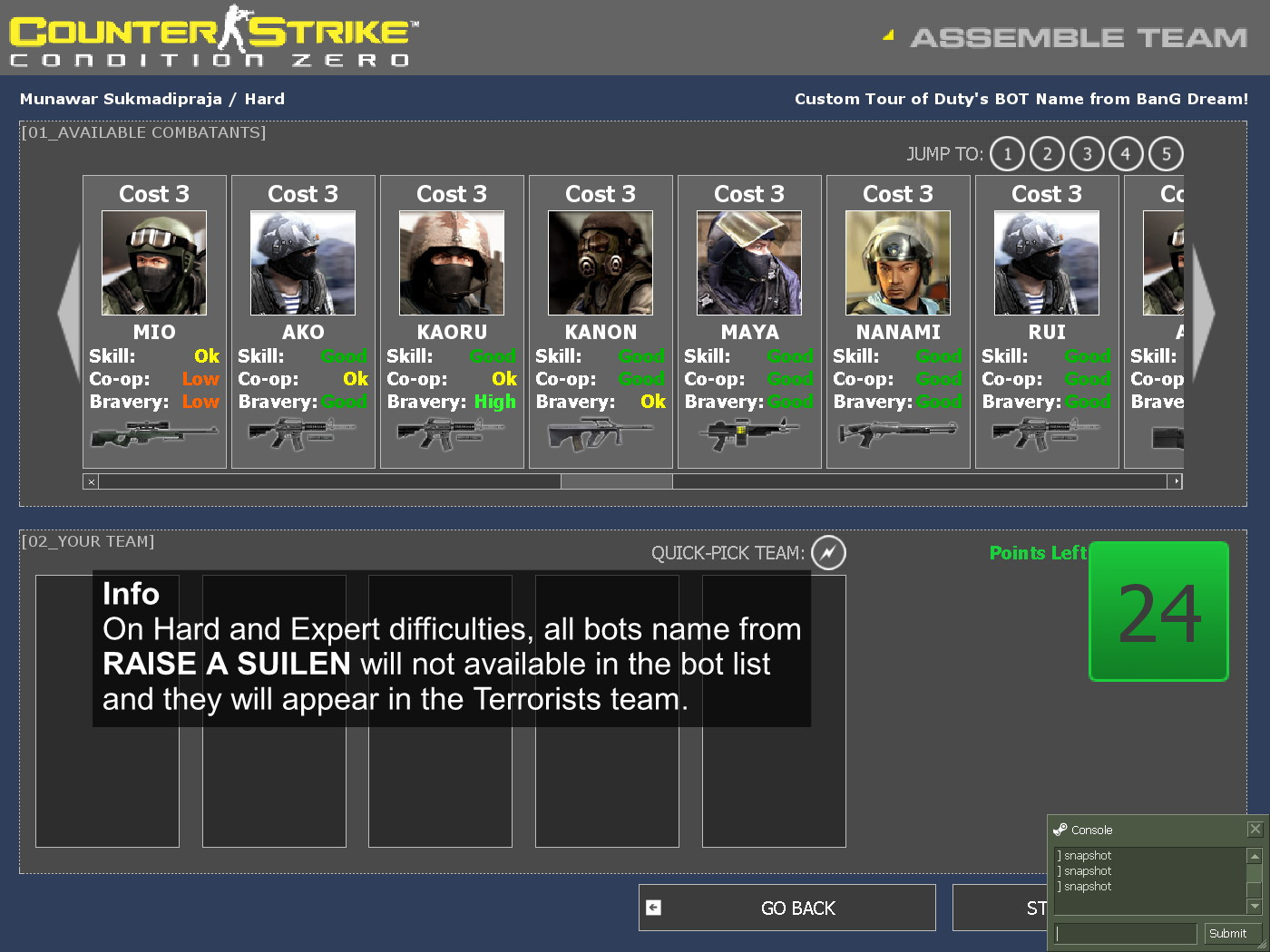 Custom Tour of Duty BOT Name from BanG Dream! Mod for Counter-Strike ...