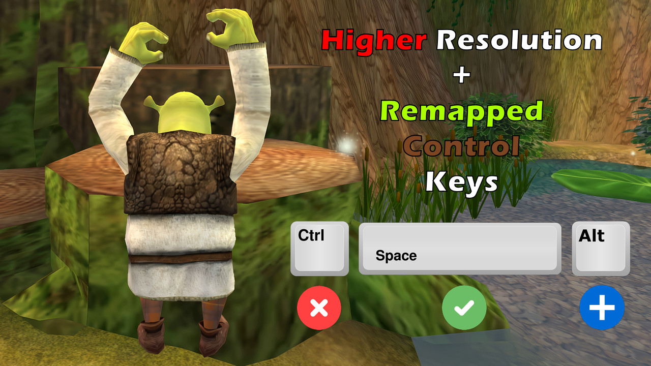 Higher Resolution + Remapped Control Keys Mod for Shrek 2 | Shrek 2 Mods