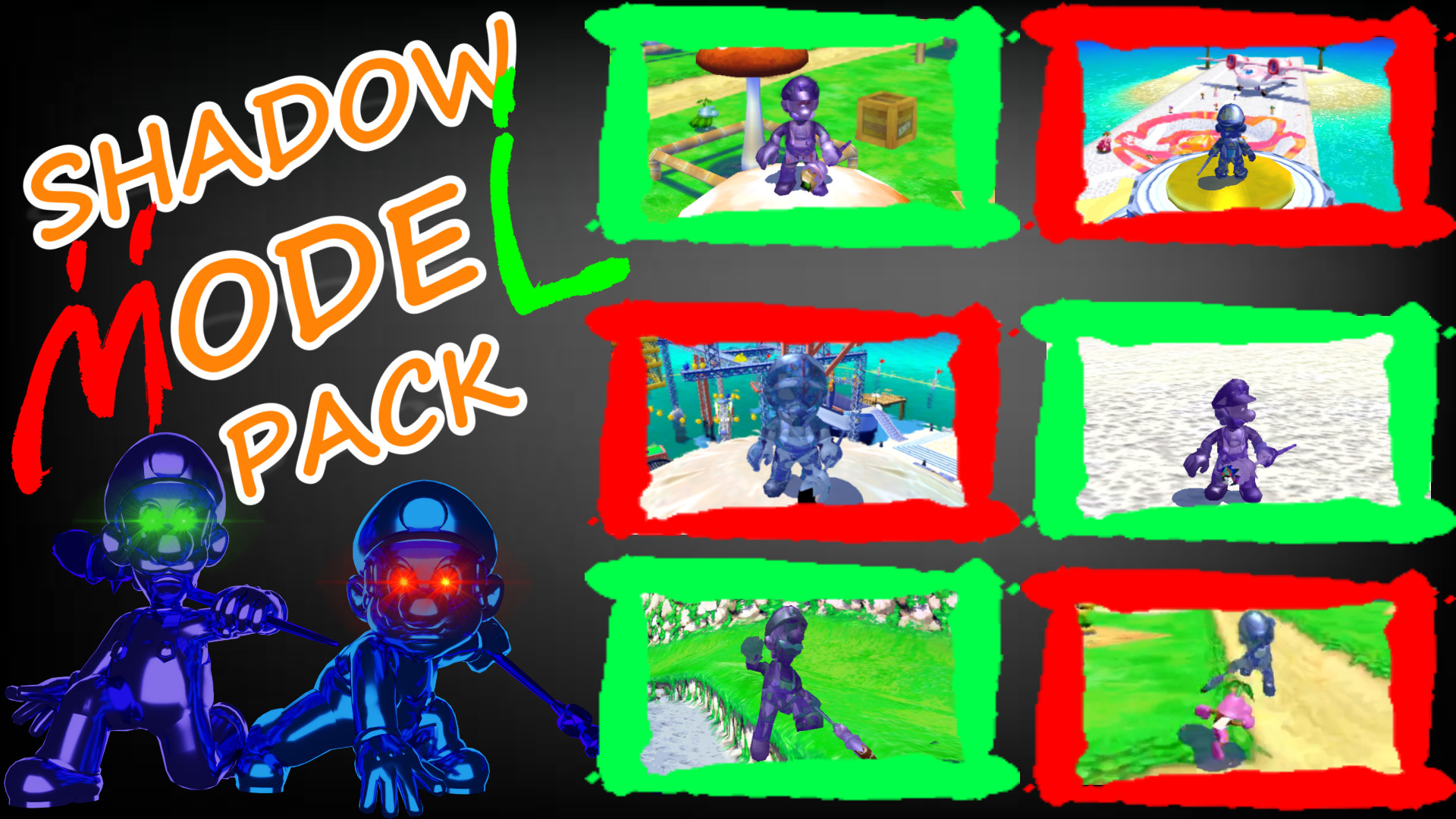 Shadow Mario and Shadow Luigi Skin Pack Mod for Super Mario Sunshine ...
