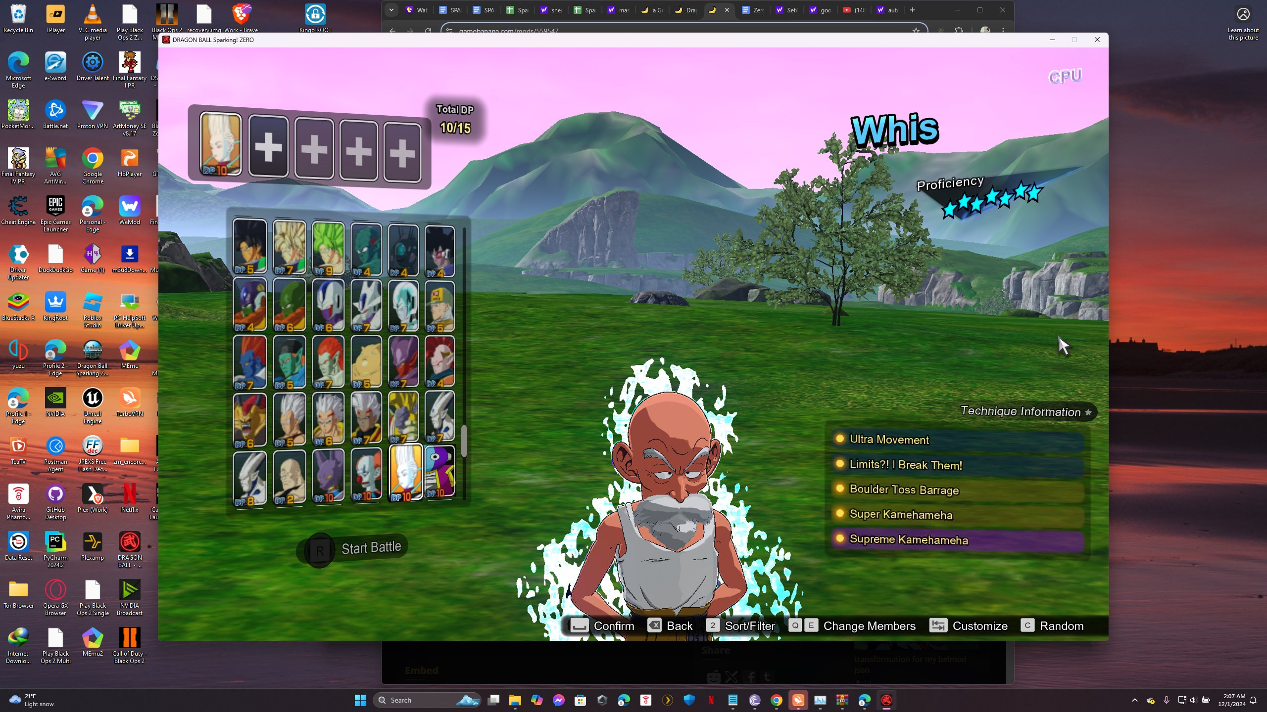 Whis_sauto_dodge_roshivoice_roshi_moveset Mod for Dragon Ball: Sparking ...