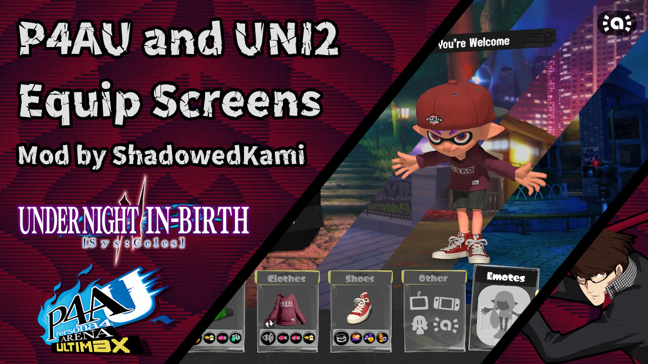 P4AU and UNI2 Equip Screens Mod for Splatoon 3 | Splatoon 3 Mods