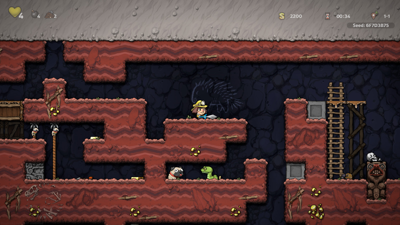 Kirby Sword over Machete! Mod for Spelunky 2 | Spelunky 2 Mods