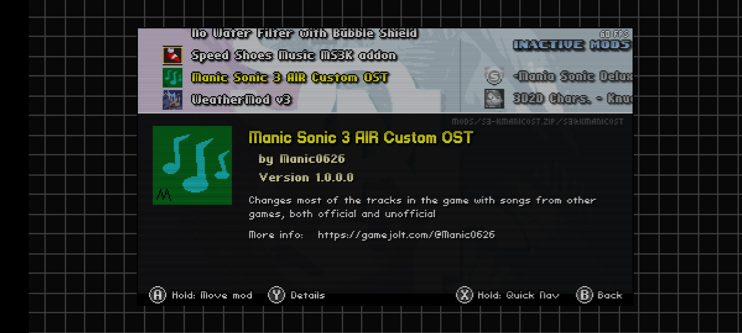Manic's Custom OST (Now with Speed Shoes Music!) Mod for Sonic 3 A.I.R ...
