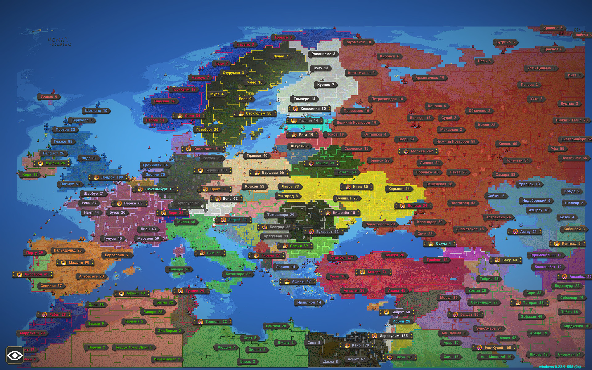 Карта Европы 30х18 (Europe Russian) Mod for WorldBox | WorldBox Mods