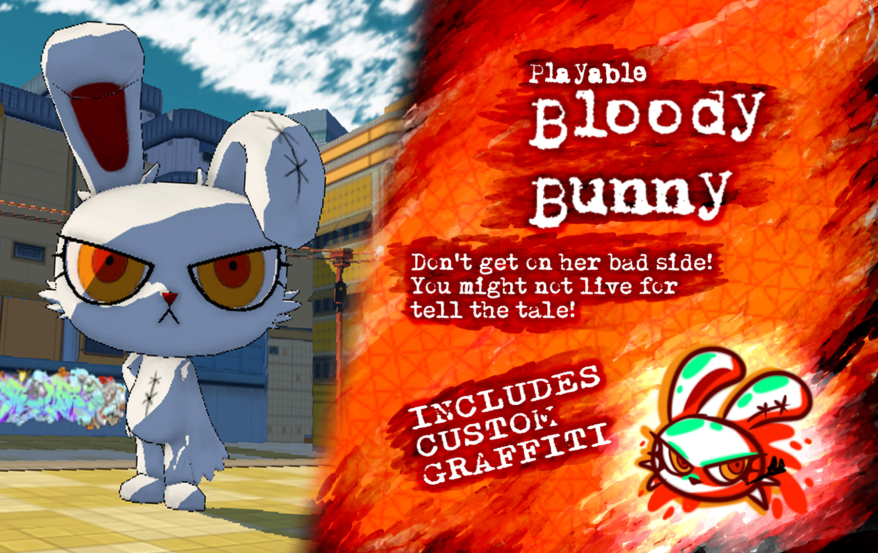Playable Bloody Bunny Mod for Bomb Rush Cyberfunk | BRC Mods