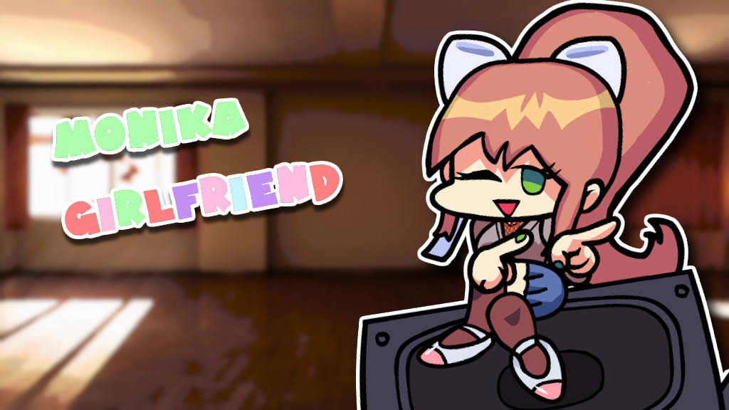 Monika over Girlfriend Mod for Friday Night Funkin' | FNF Mods