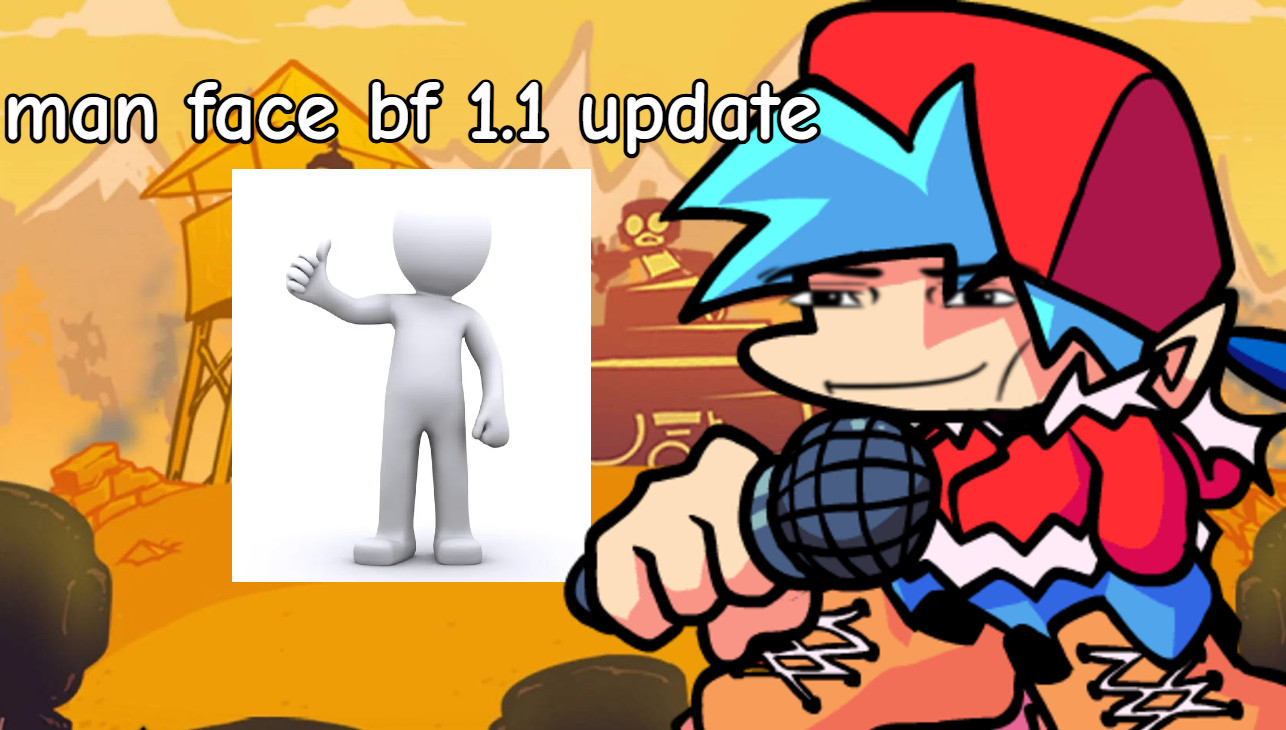 Man Face BF skin (because yes) Mod for Friday Night Funkin' | FNF Mods