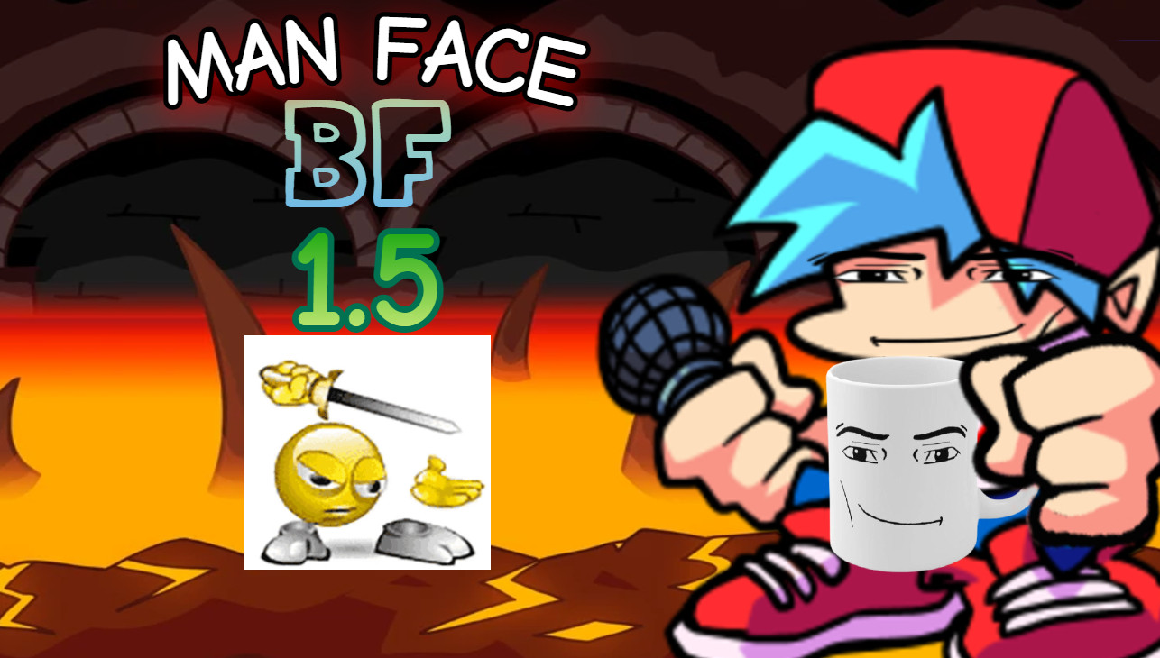 Man Face BF skin (because yes) Mod for Friday Night Funkin' | FNF Mods