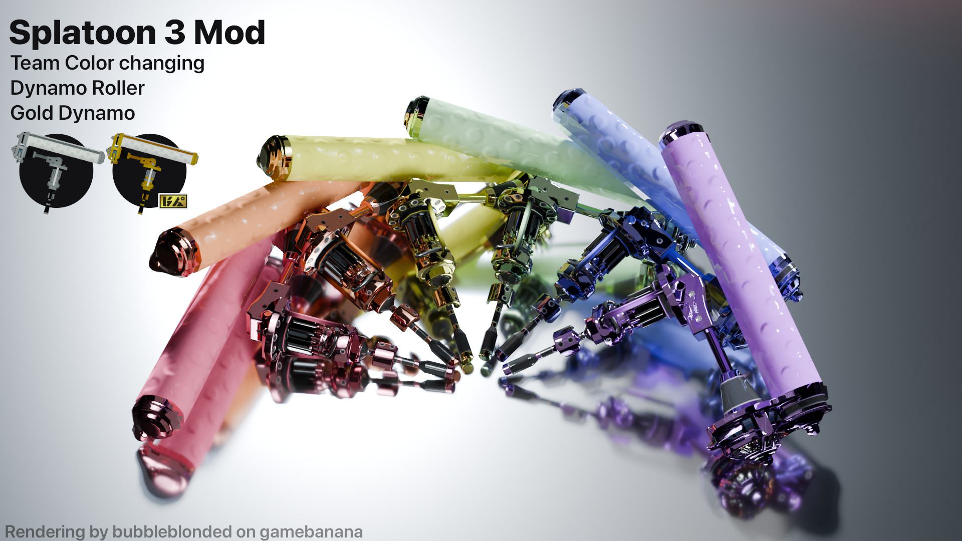 Team Color Changing Dynamo Roller Mod for Splatoon 3 | Splatoon 3 Mods