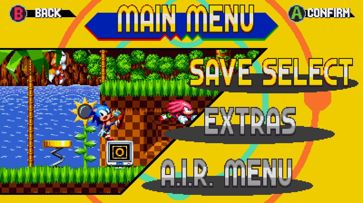 Mania Styled Main Menu Mod for Sonic 3 A.I.R. | S3AIR Mods