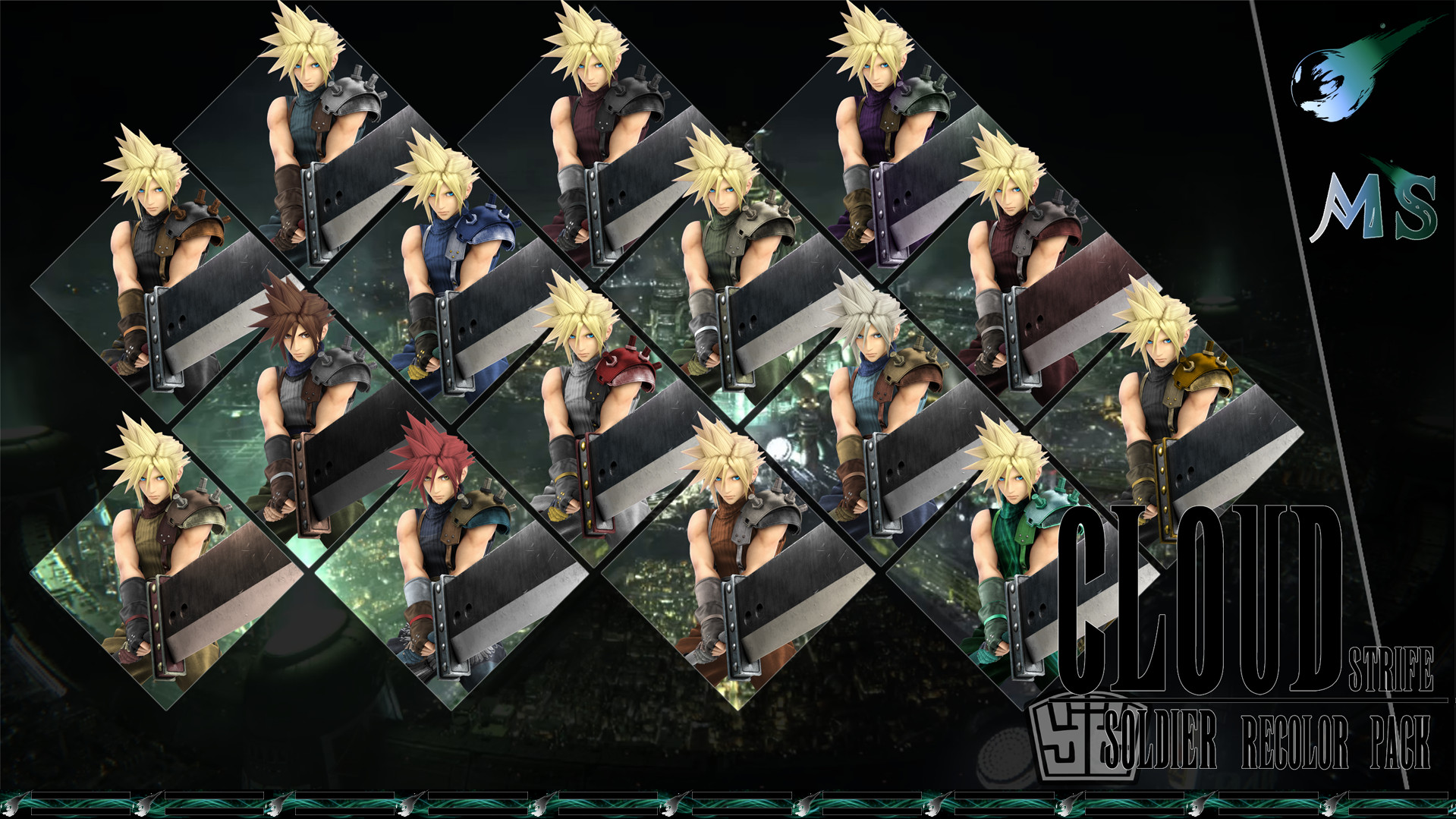 Cloud SOLDIER Recolor Pack Mod for Super Smash Bros. Ultimate | SSBU Mods