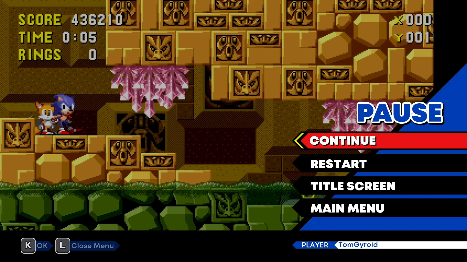 Sonic Origins "Pause Screen" for S3AIR Mod for Sonic 3 A.I.R. | S3AIR Mods