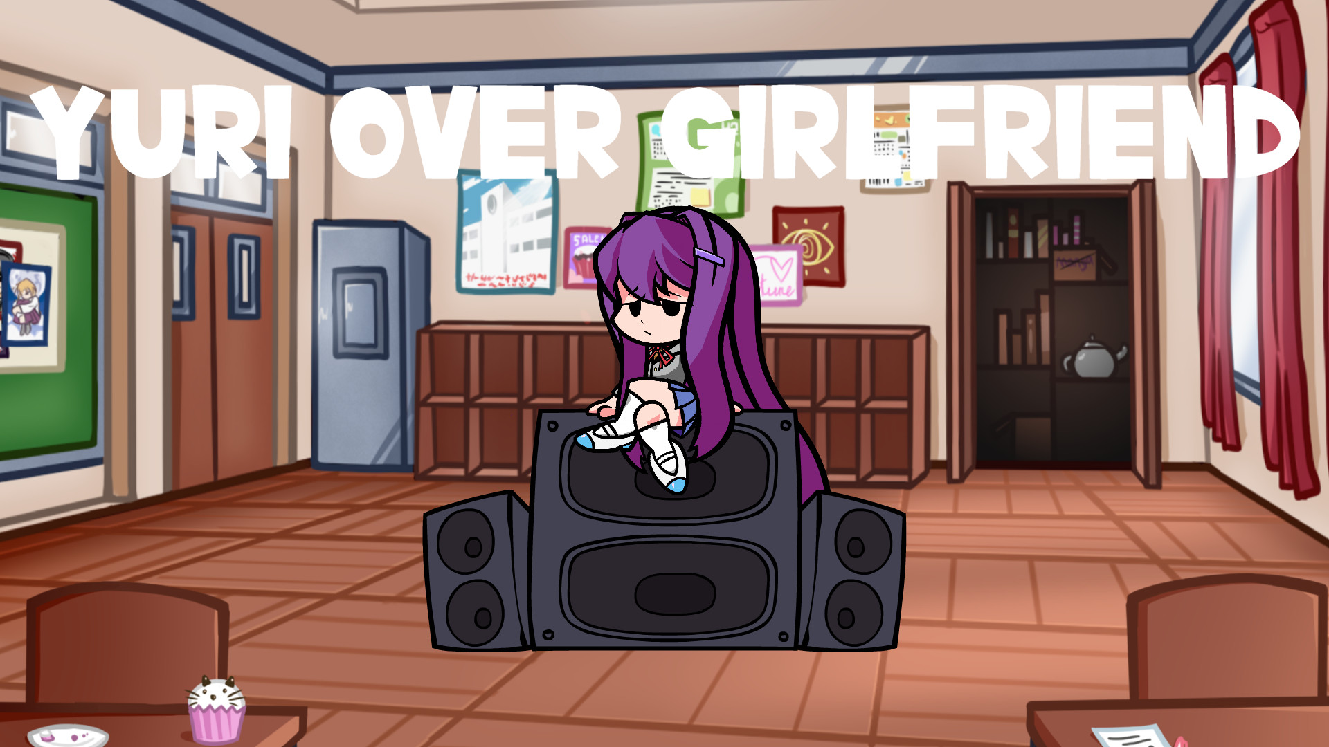 Yuri over Girlfriend + FLA Mod for Friday Night Funkin' | FNF Mods