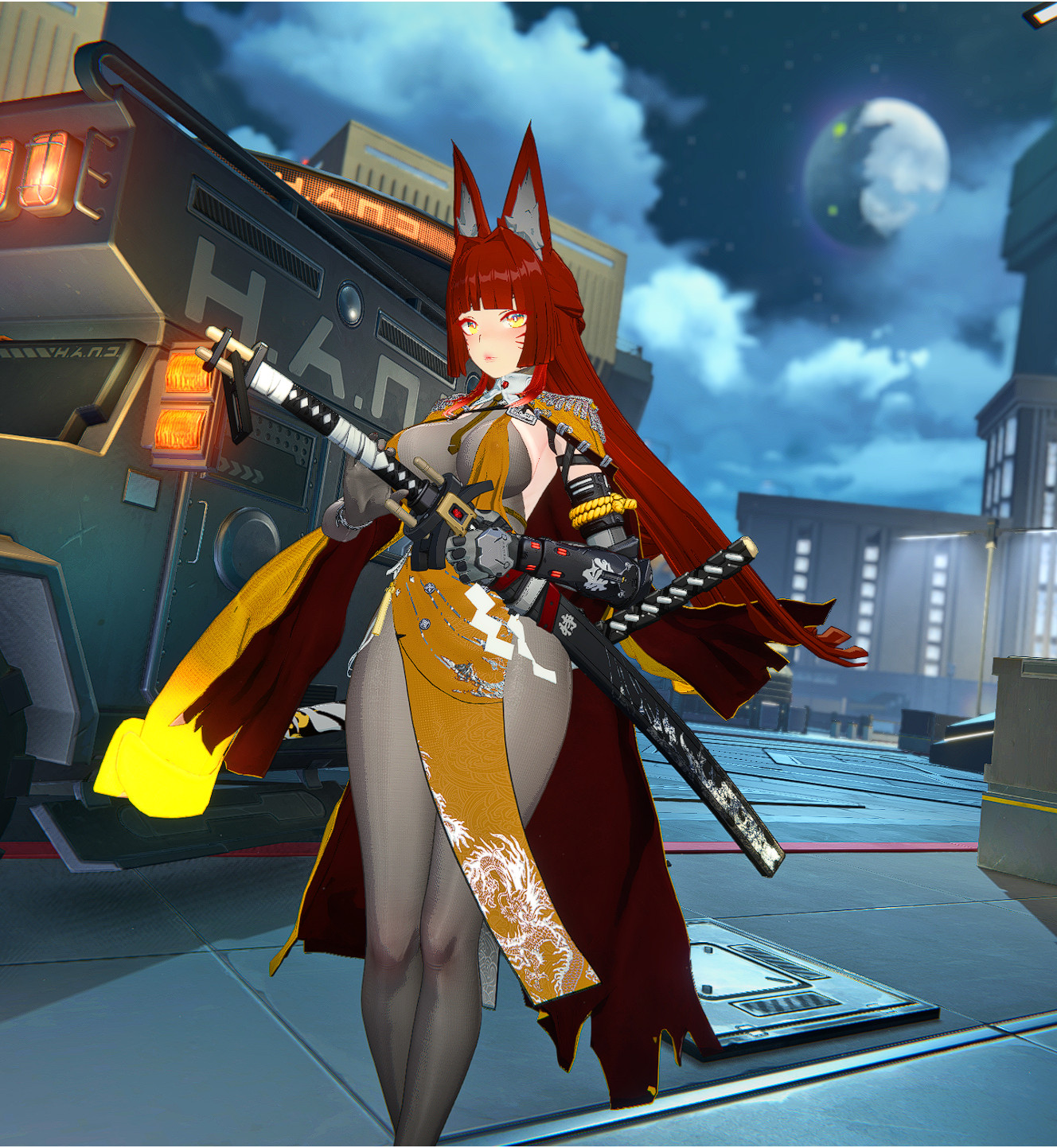 Red & Golden Miyabi(Void Hunter Retexture) Mod for Zenless Zone Zero | ZZZ Mods