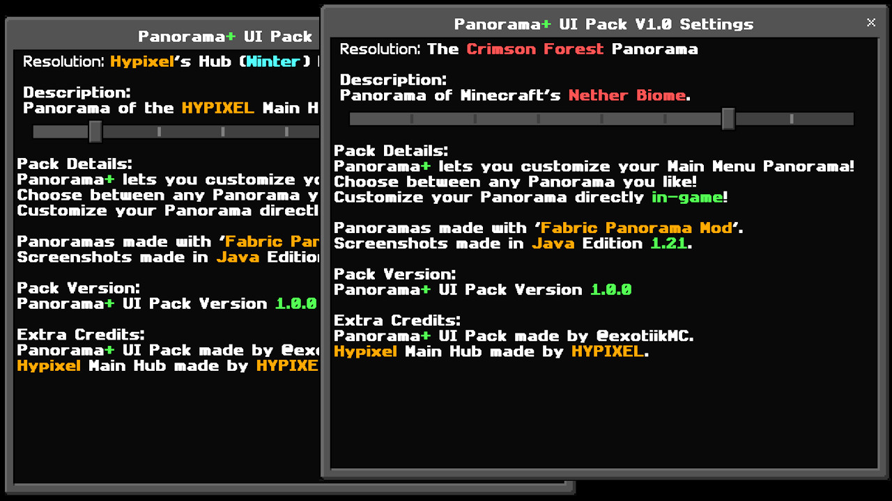 exotiques "Panorama+ UI Pack [v1.0]" Mod for Minecraft: Bedrock Edition ...