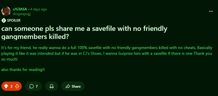 No Friendly Gangmembers killed Savefile Mod for Grand Theft Auto: San ...