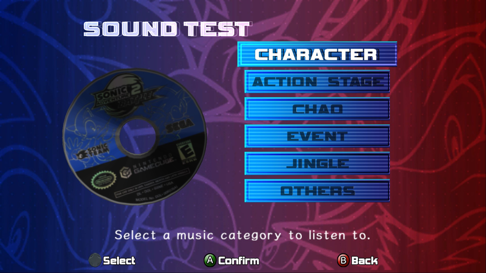 SA2B GC disc in Sound Test Mod for Sonic Adventure 2 | SA2 Mods