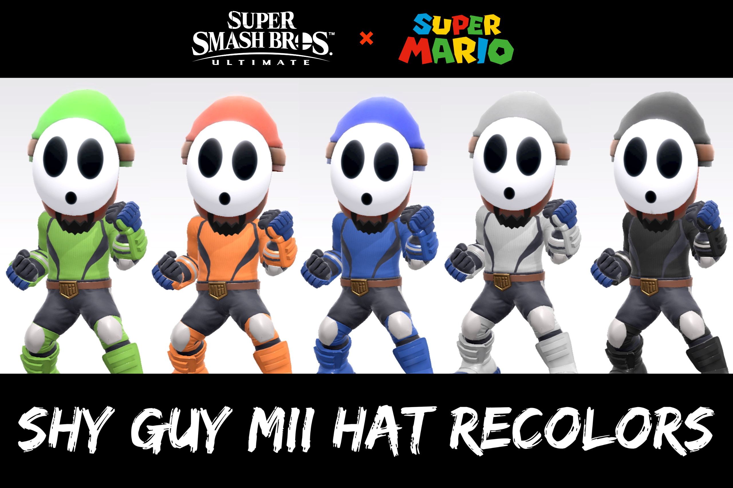 Shy Guy Mii Hat Recolors Mod for Super Smash Bros. Ultimate | SSBU Mods