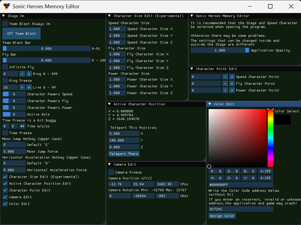 Sonic Heroes Memory Editor Mod for Sonic Heroes | SH Mods