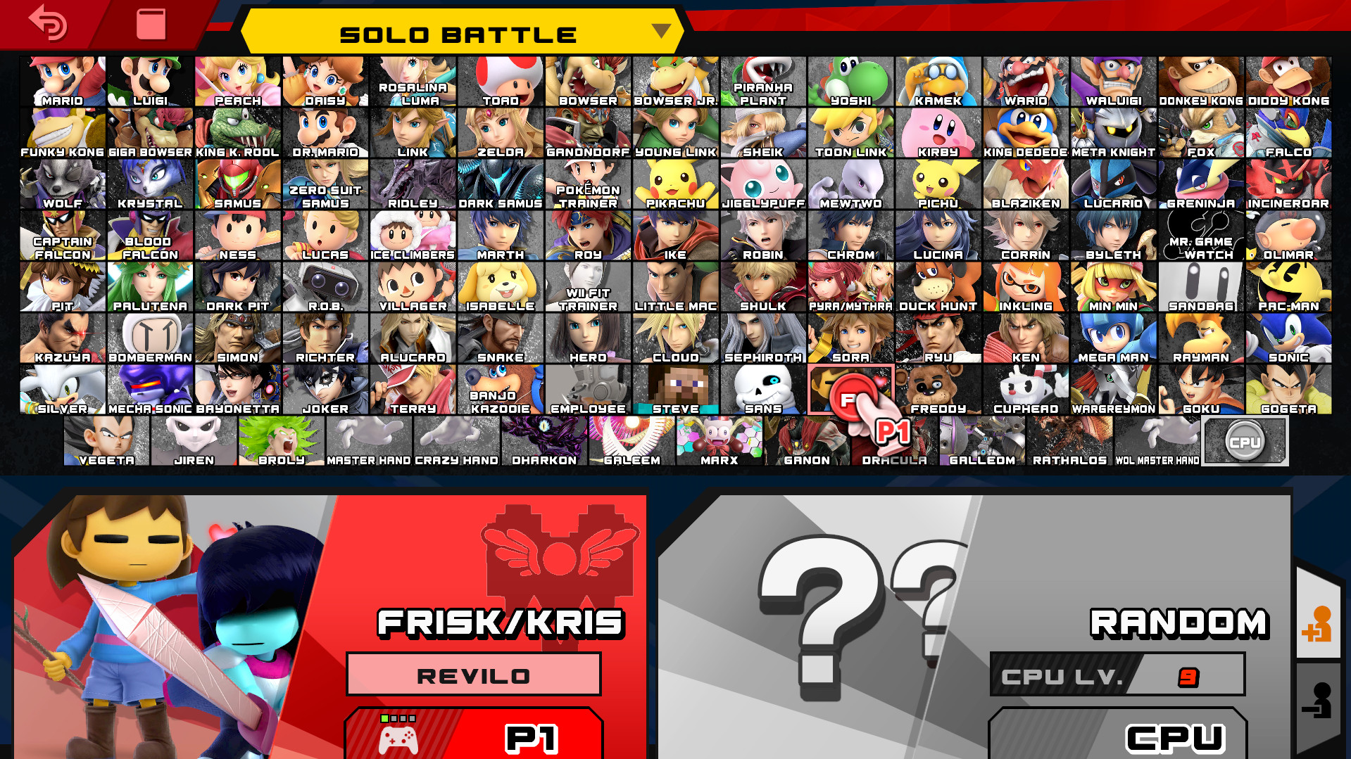 Frisk Mii Swordfighter UI Mod for Super Smash Bros. Ultimate | SSBU Mods