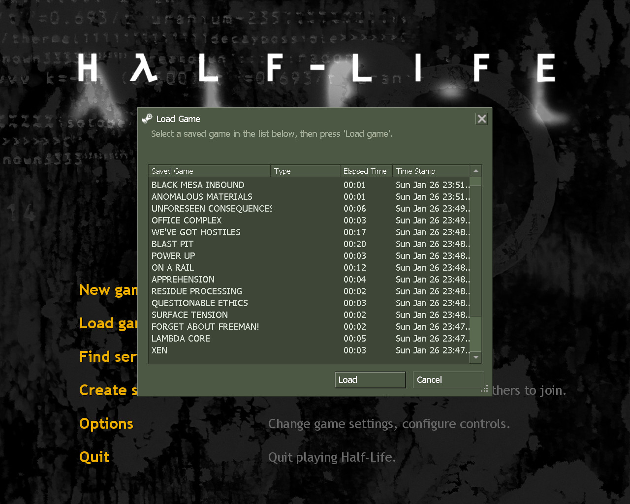 Chapter Savefiles Mod for Half-Life | HL Mods