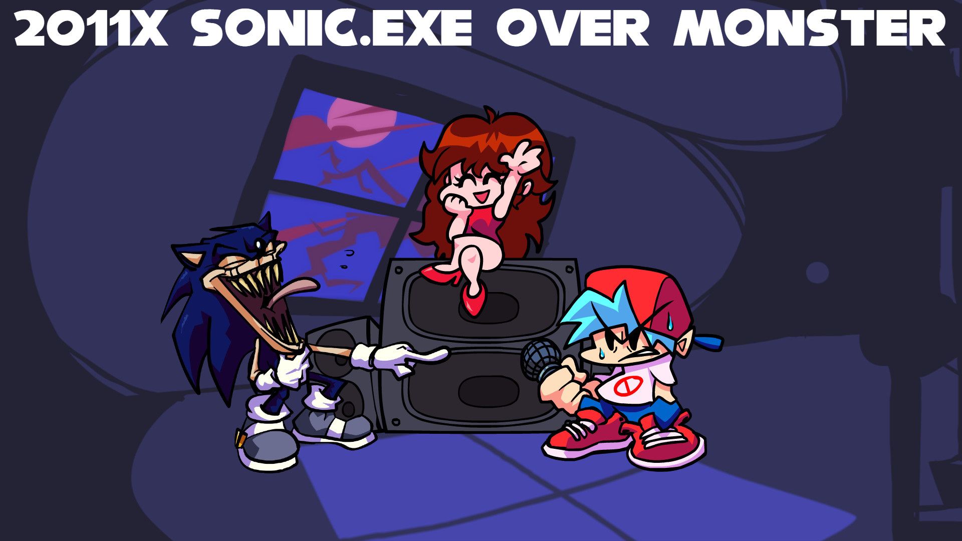 2011X Sonic.EXE over Monster Mod for Friday Night Funkin' | FNF Mods