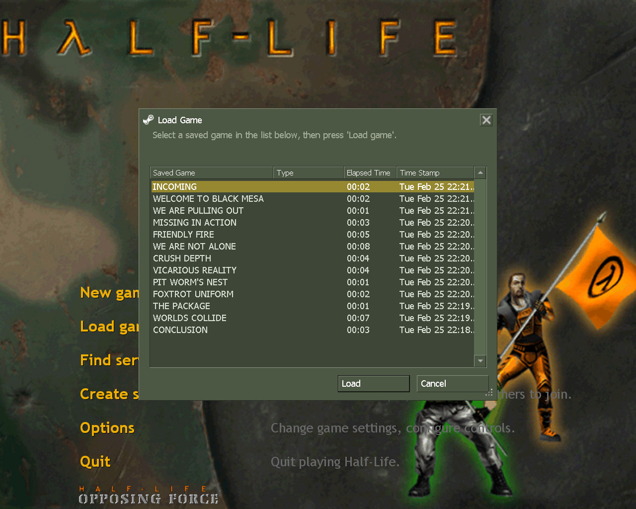 Opposing Force Chapter Savefiles Mod for Half-Life: Opposing Force | HL:OF Mods