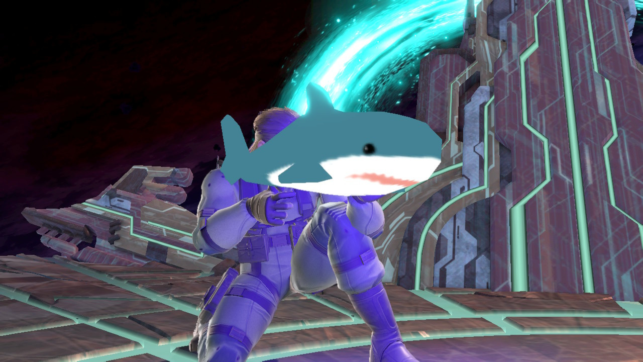 Low Poly Blåhaj over Snake's Nikita Mod for Super Smash Bros. Ultimate ...
