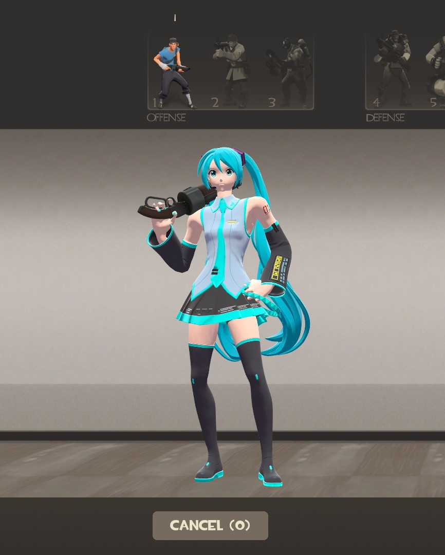Hatsune Miku (Fortnite) over Scout Mod for Team Fortress 2 | TF2 Mods