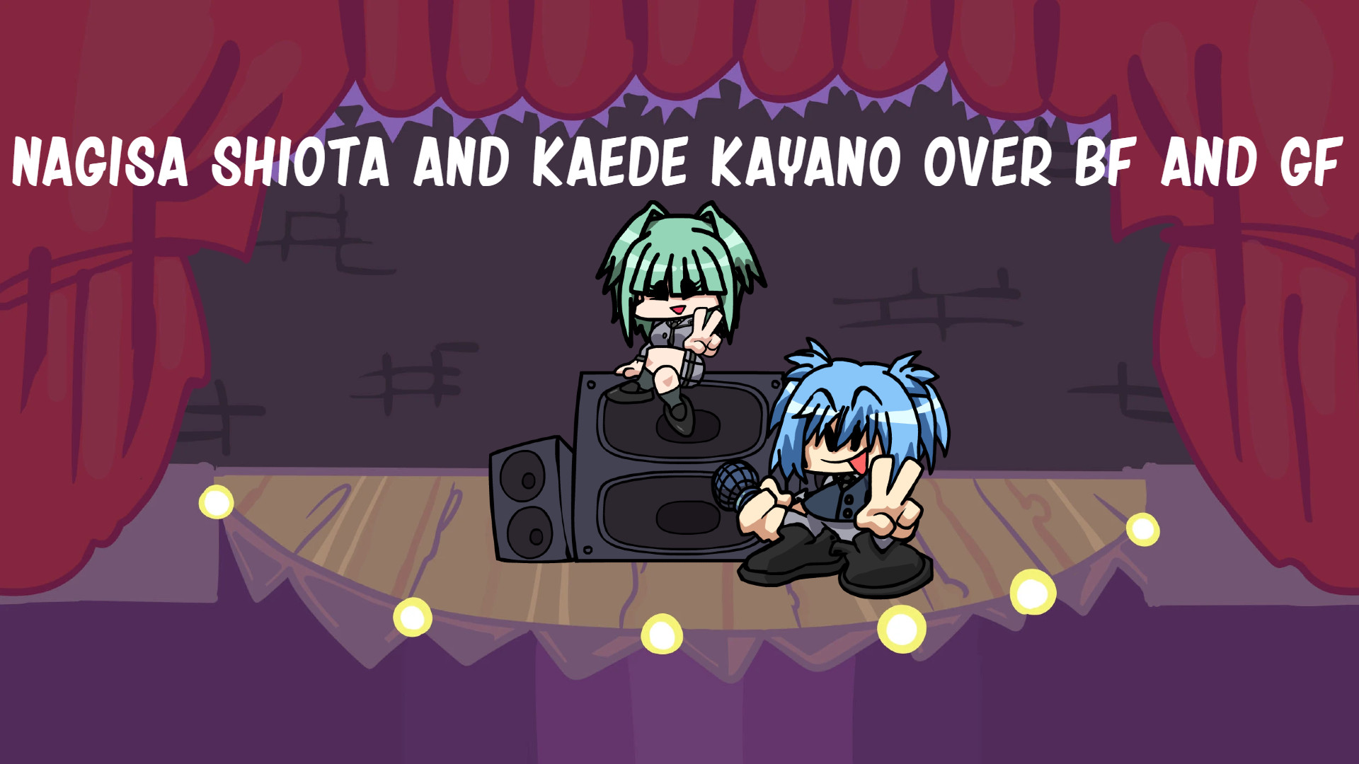 Nagisa And Kaede over BF And GF + FLA Mod for Friday Night Funkin ...