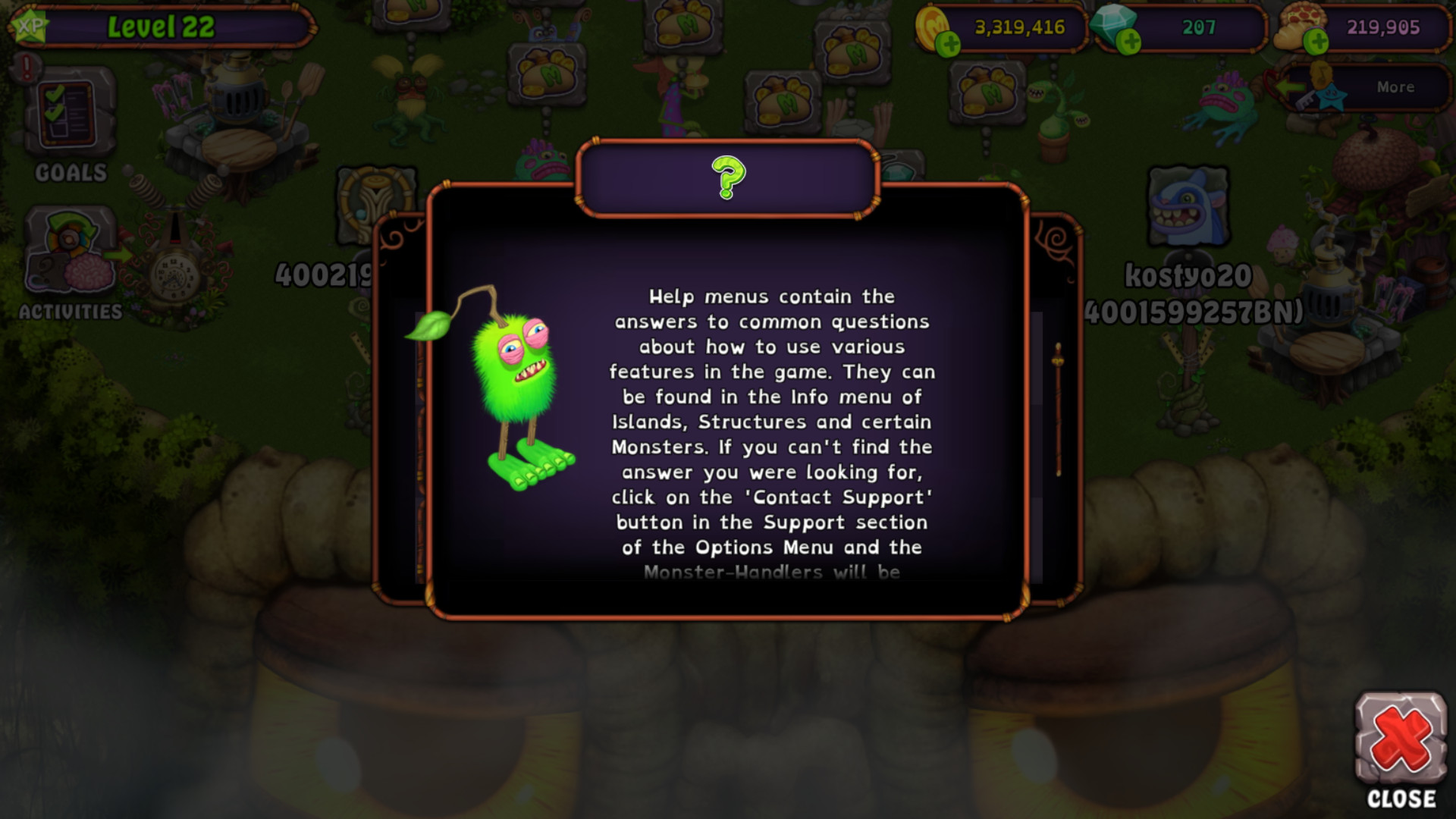 Old Help Menu Restoration! Mod for My Singing Monsters | MSM Mods