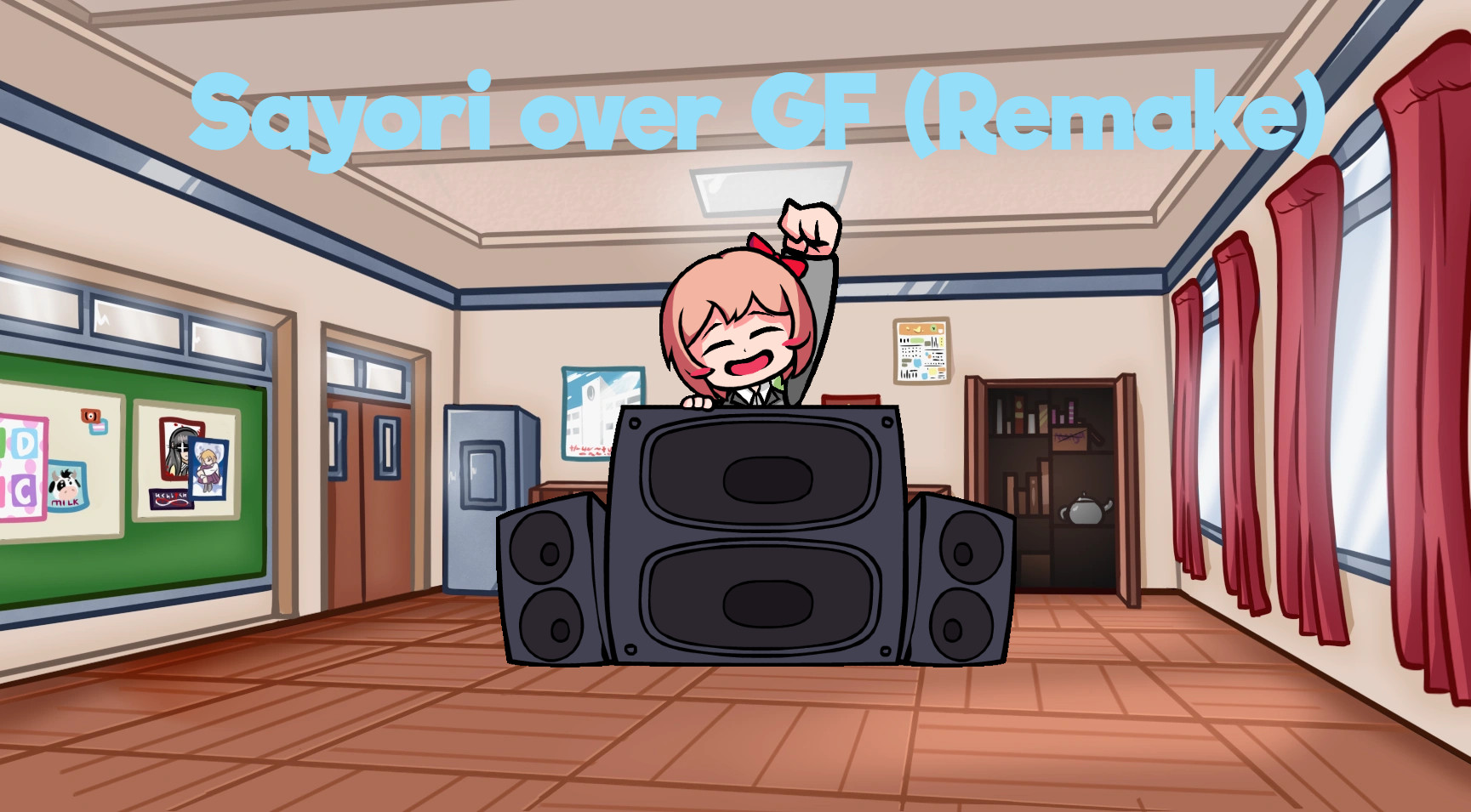 Sayori over GF (Remake) Mod for Friday Night Funkin' | FNF Mods