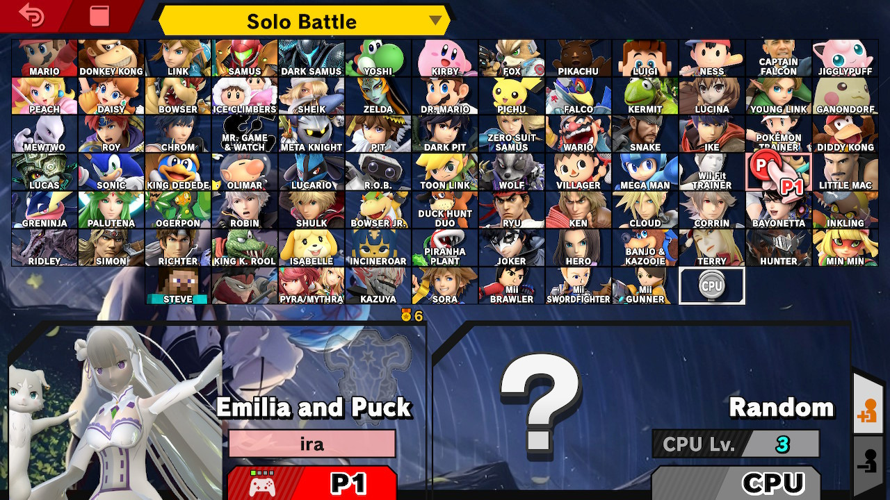 Emilia and Puck over Rosalina and Luma Mod for Super Smash Bros ...