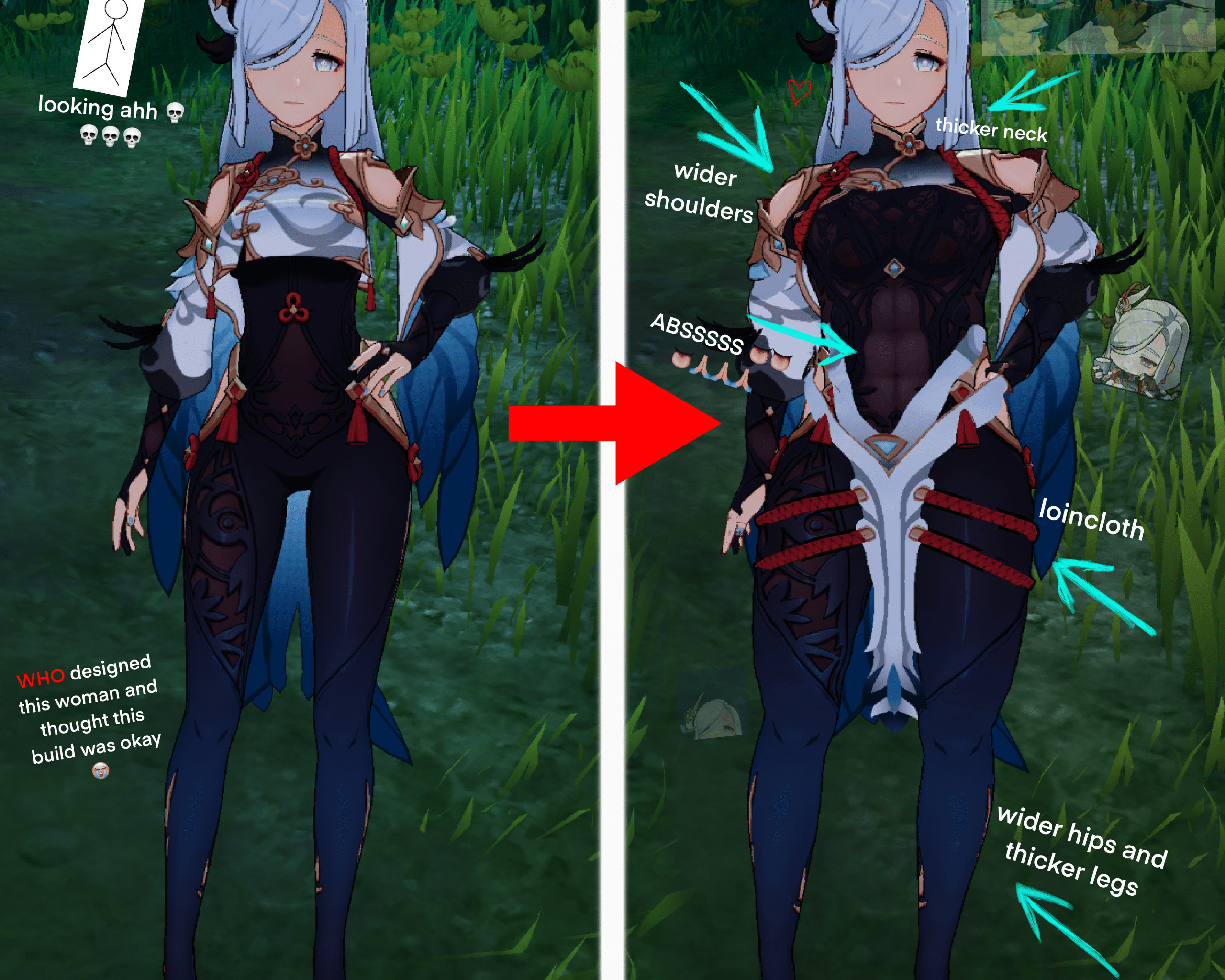 Buff/Muscular Shenhe Mod for Genshin Impact | GI Mods