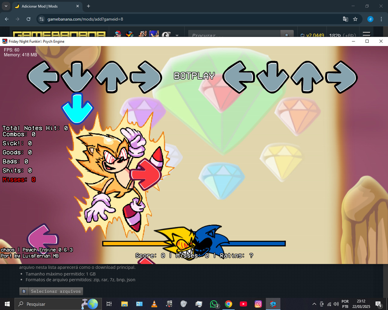 Sonic Fleetway Vs Sonic.exe(Chaos)Port PE Mod for Friday Night Funkin ...