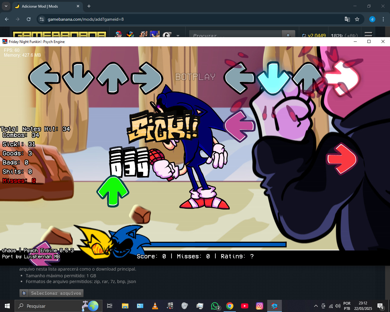 Sonic Fleetway Vs Sonic.exe(Chaos)Port PE Mod for Friday Night Funkin ...