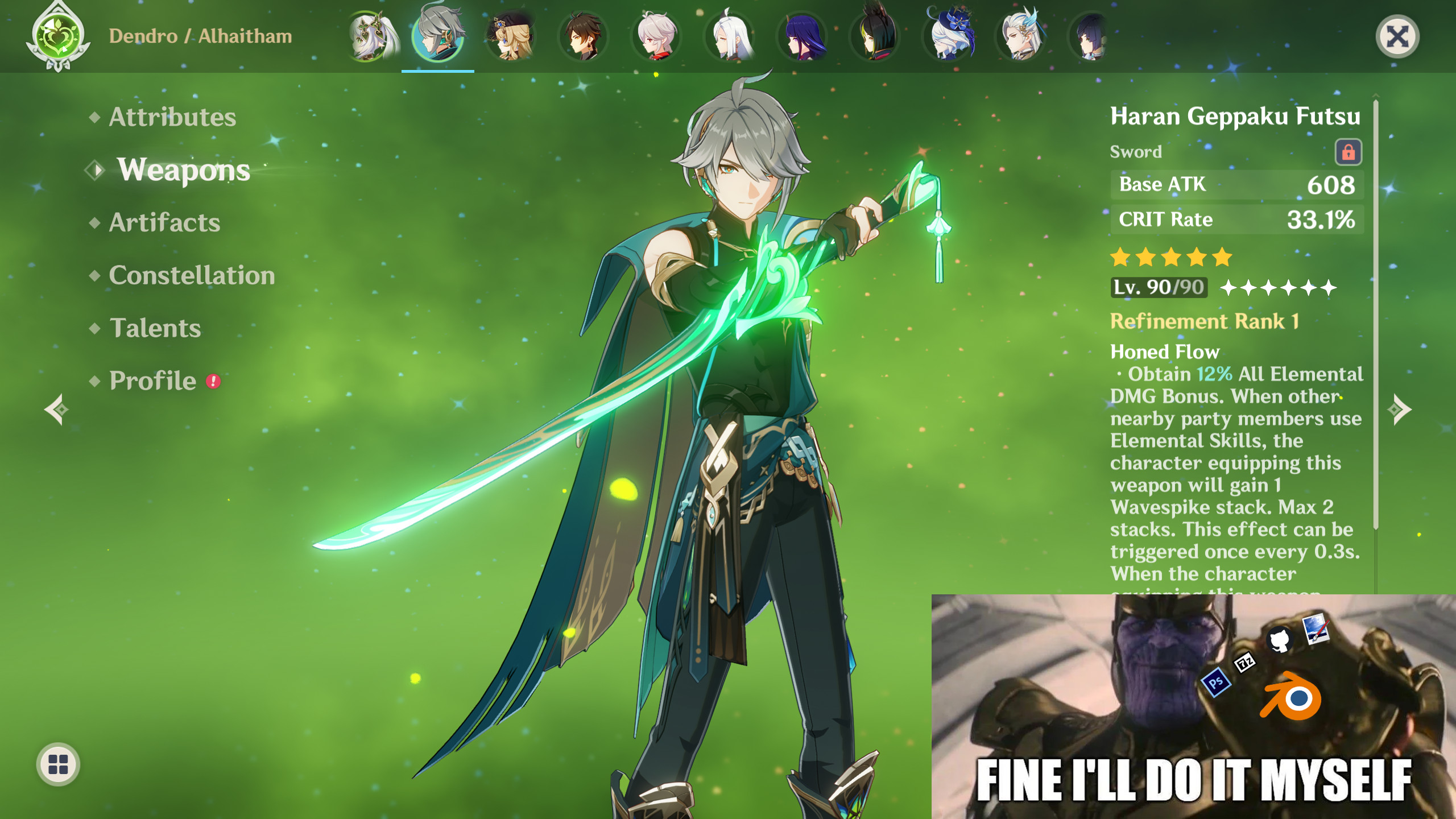 Green Haran Geppaku Futsu Mod for Genshin Impact | GI Mods