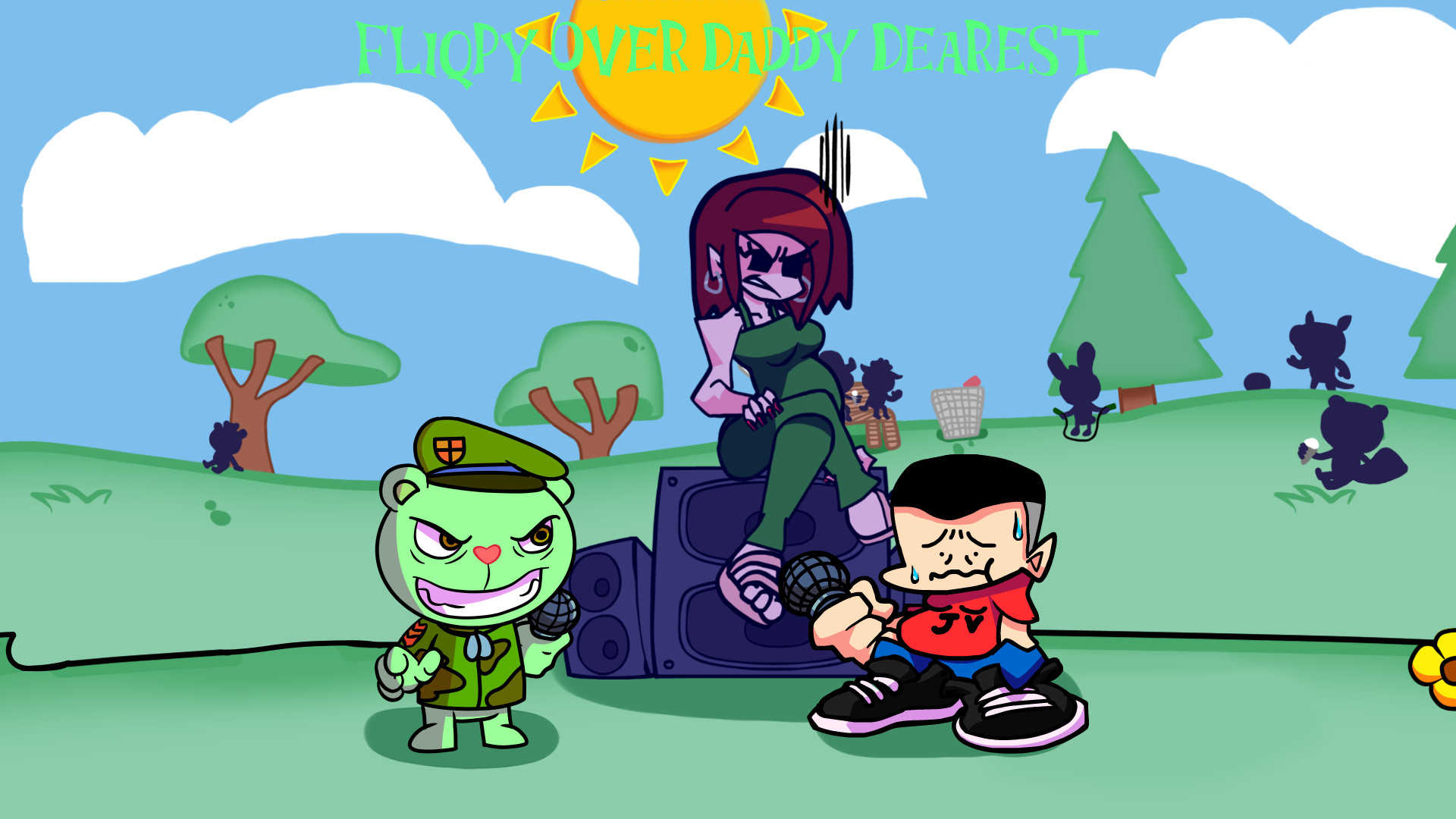 Fliqpy over Daddy Dearest Mod for Friday Night Funkin' | FNF Mods