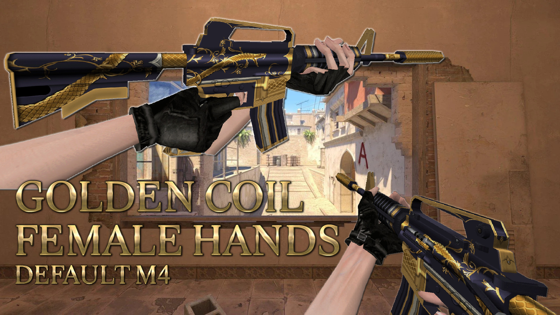 DEFAULT M4A1|Golden Coil Female Hands Mod for Counter-Strike 1.6 | CS1 ...