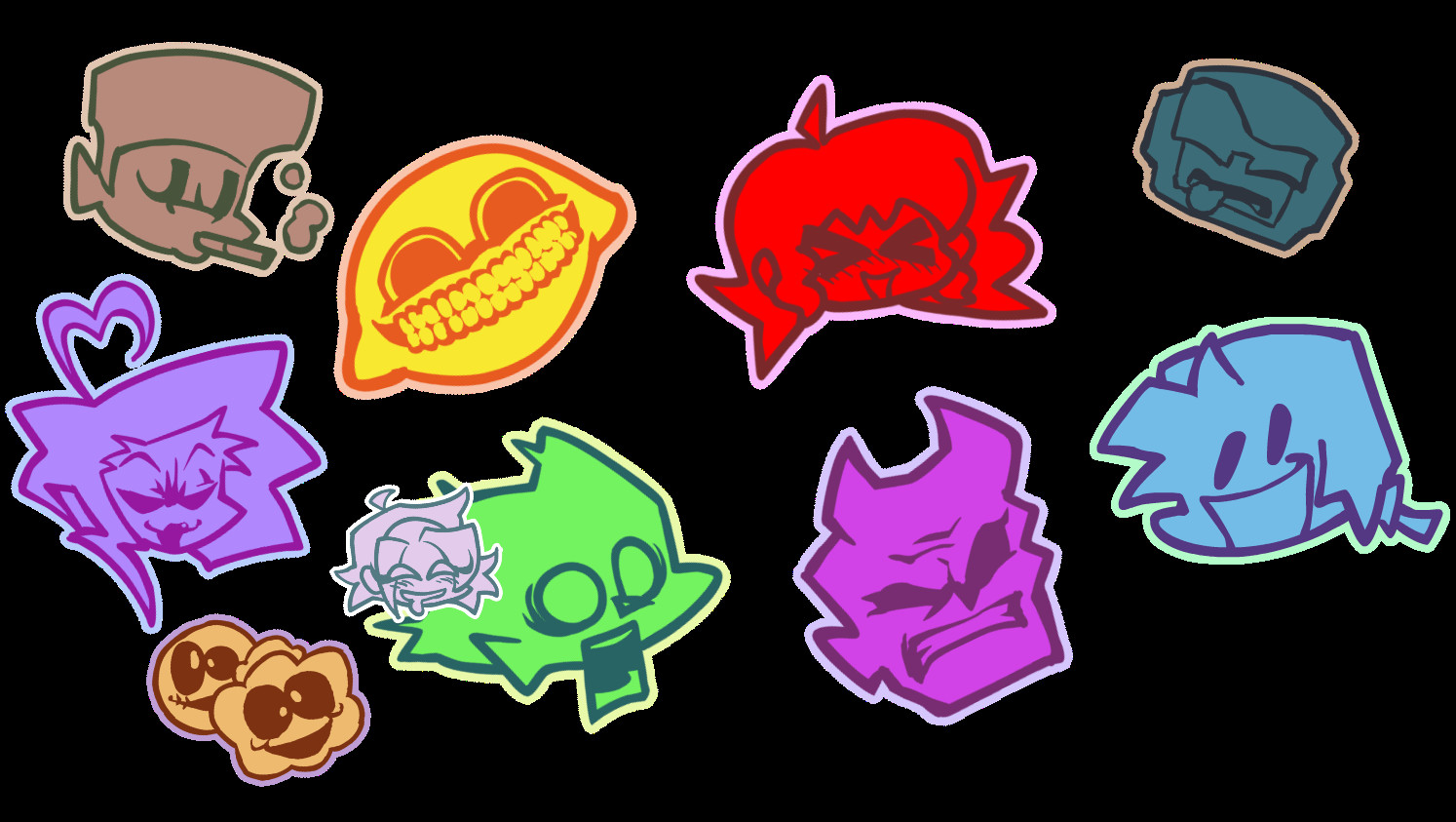 Sticker Healthbar Icons + Winning/Extras! Mod for Friday Night Funkin ...