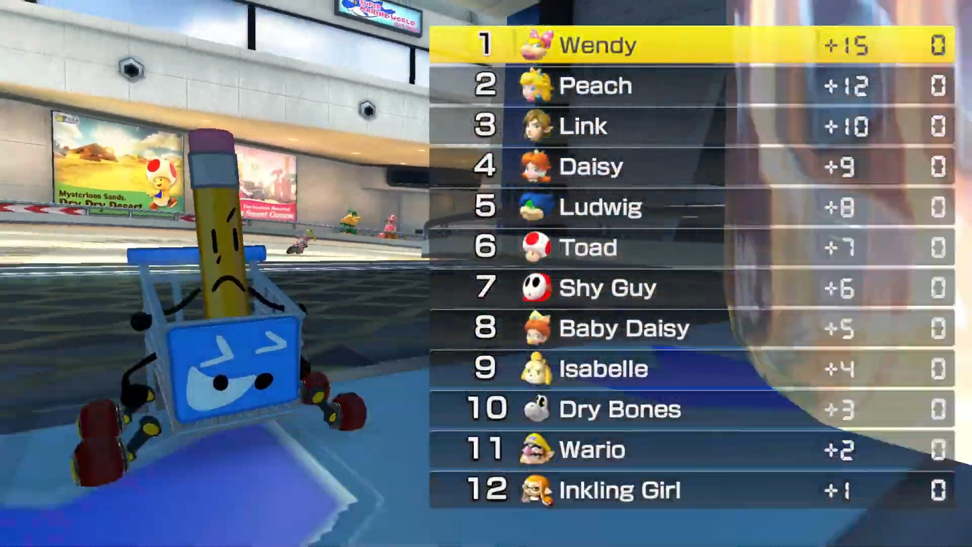 Pencil from "Battle for dream island" - BFDI Mod for Mario Kart 8 ...